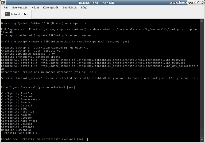 Upgrading ISPConfig 3 Control Panel to 3.2 Linux portal